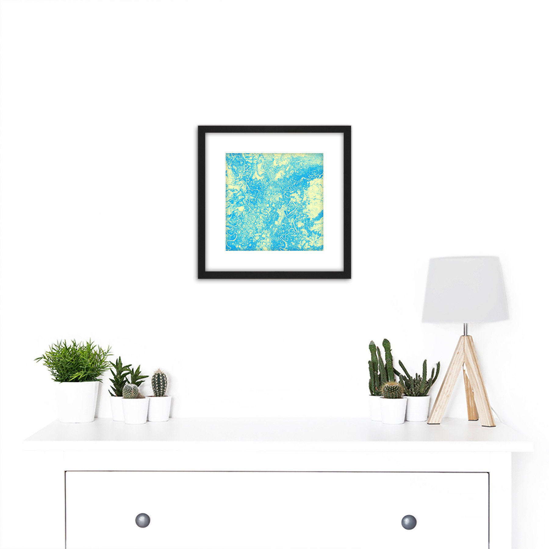 Metro Lane Abstract Veins Paint Swirls Blue Green - Picture Frame ...