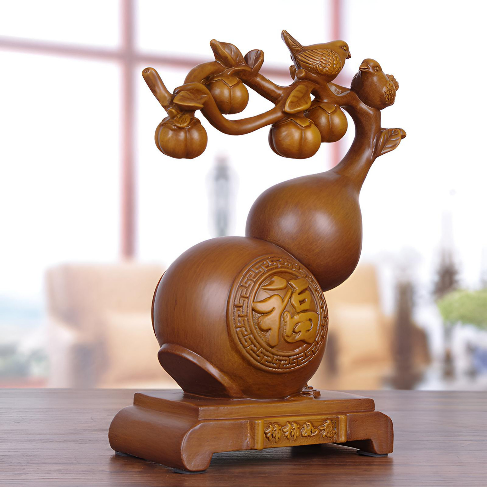 Millwood Pines Handmade Wooden 'Good Luck' Gourd And Persimmon ...