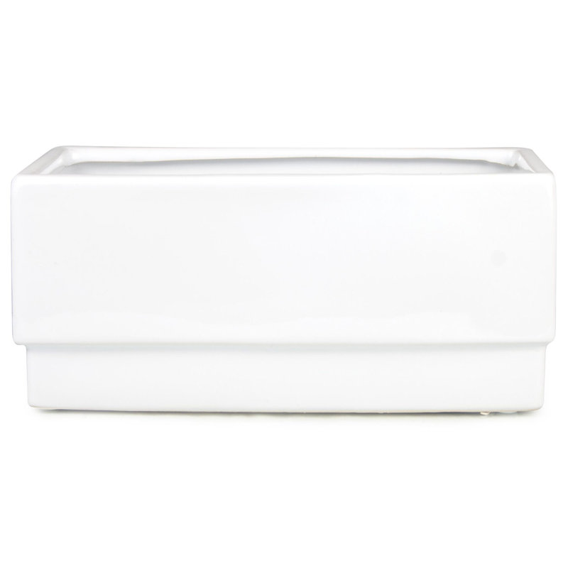 Ebern Designs Glazed White Rectangular Planter | Wayfair