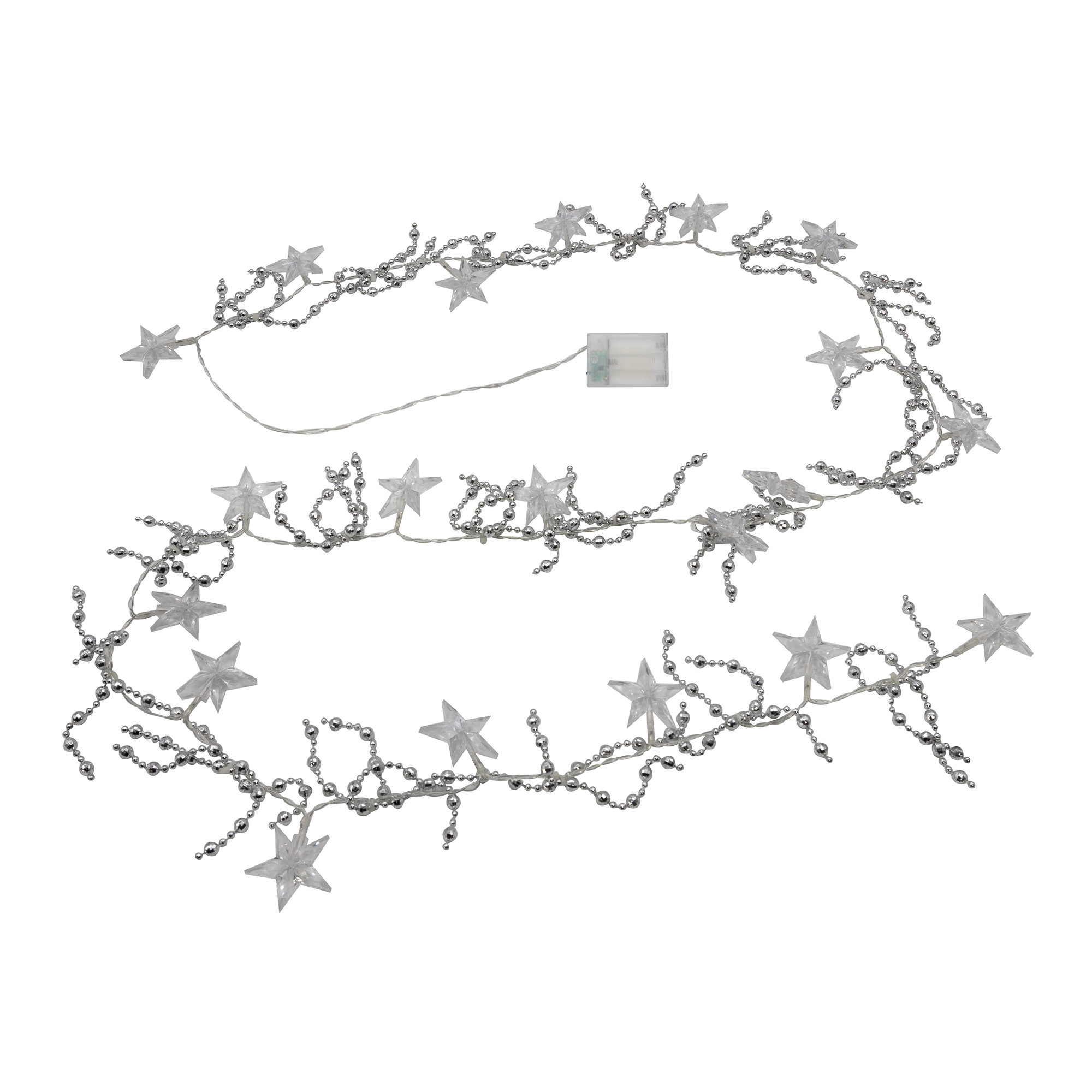 The Holiday Aisle® Battery Operated Silver String Lights With Lighted ...