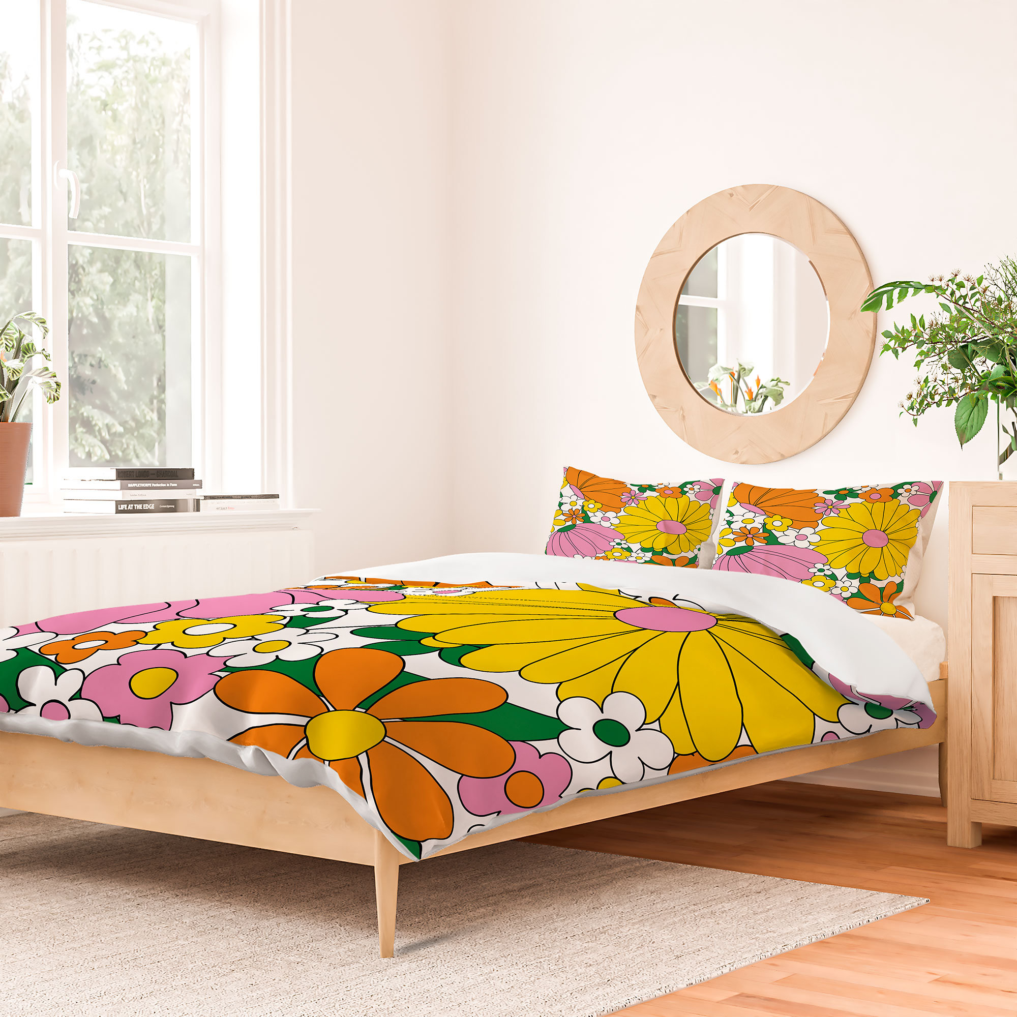 Deny Designs Jenean Morrison Yellow/Pink/Orange Standard Cotton Duvet ...