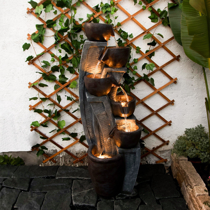 Millwood Pines 6-Tier Cascading Outdoor Water Garden Fountain 49.61''H ...