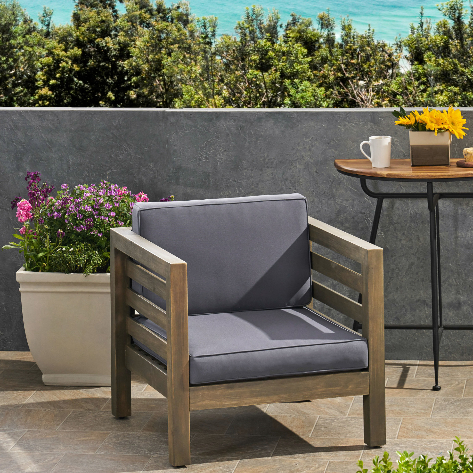 Corrigan Studio Mid-century Modern Style Grey Club Chair With Wood ...