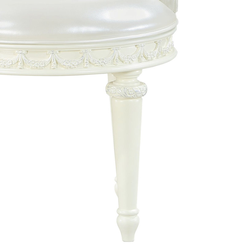 Astoria Grand Ivory Swivel Vanity Chair With Tufted Back | Wayfair