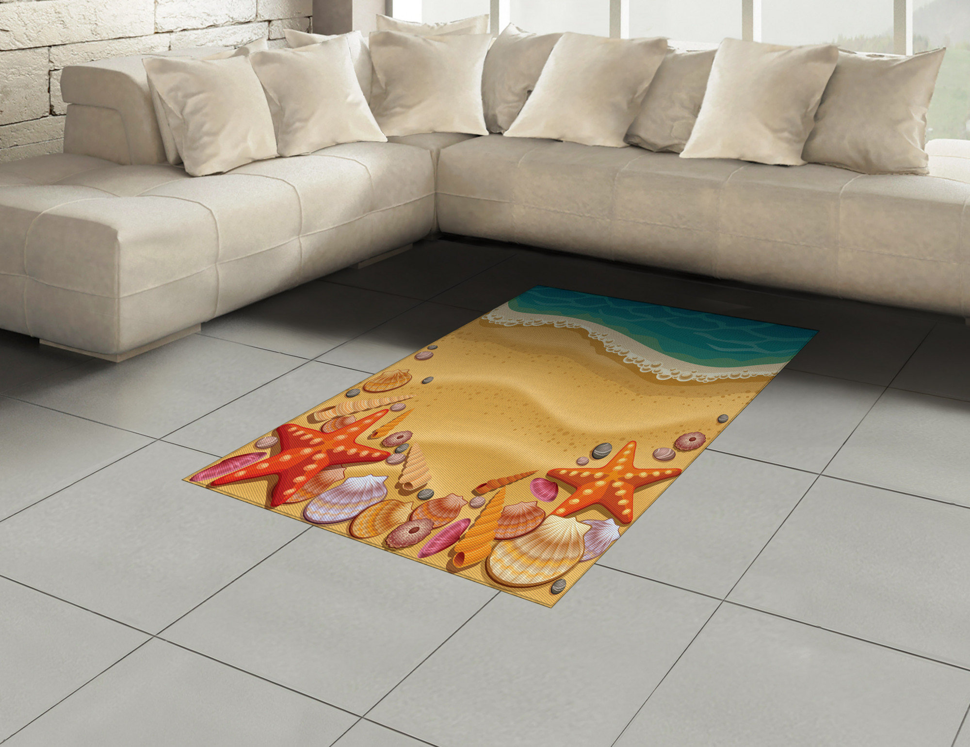 East Urban Home Seashells Beach High Density Long Fiber Poly Threads ...