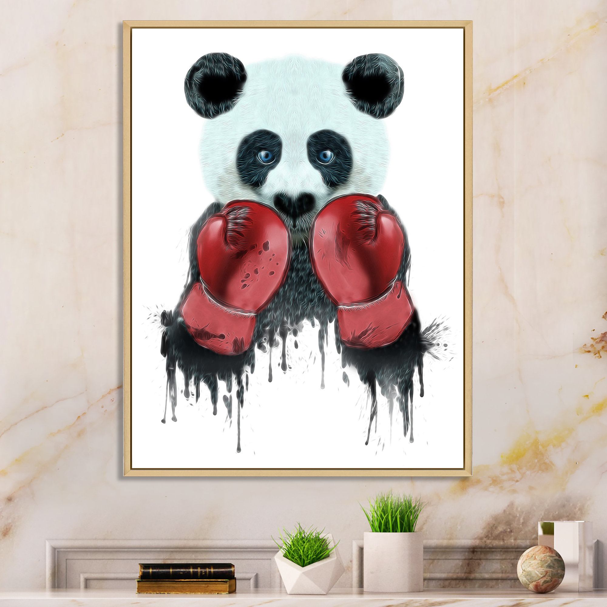 Trinx Hipster Boxer Panda Ready for Boxing - Floater Frame Graphic Art ...