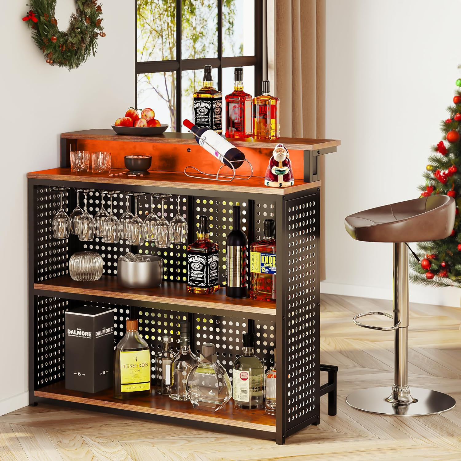 ATC CABINETS Mini Home Bar Unit with Music Sensing LED Light, Liquor ...