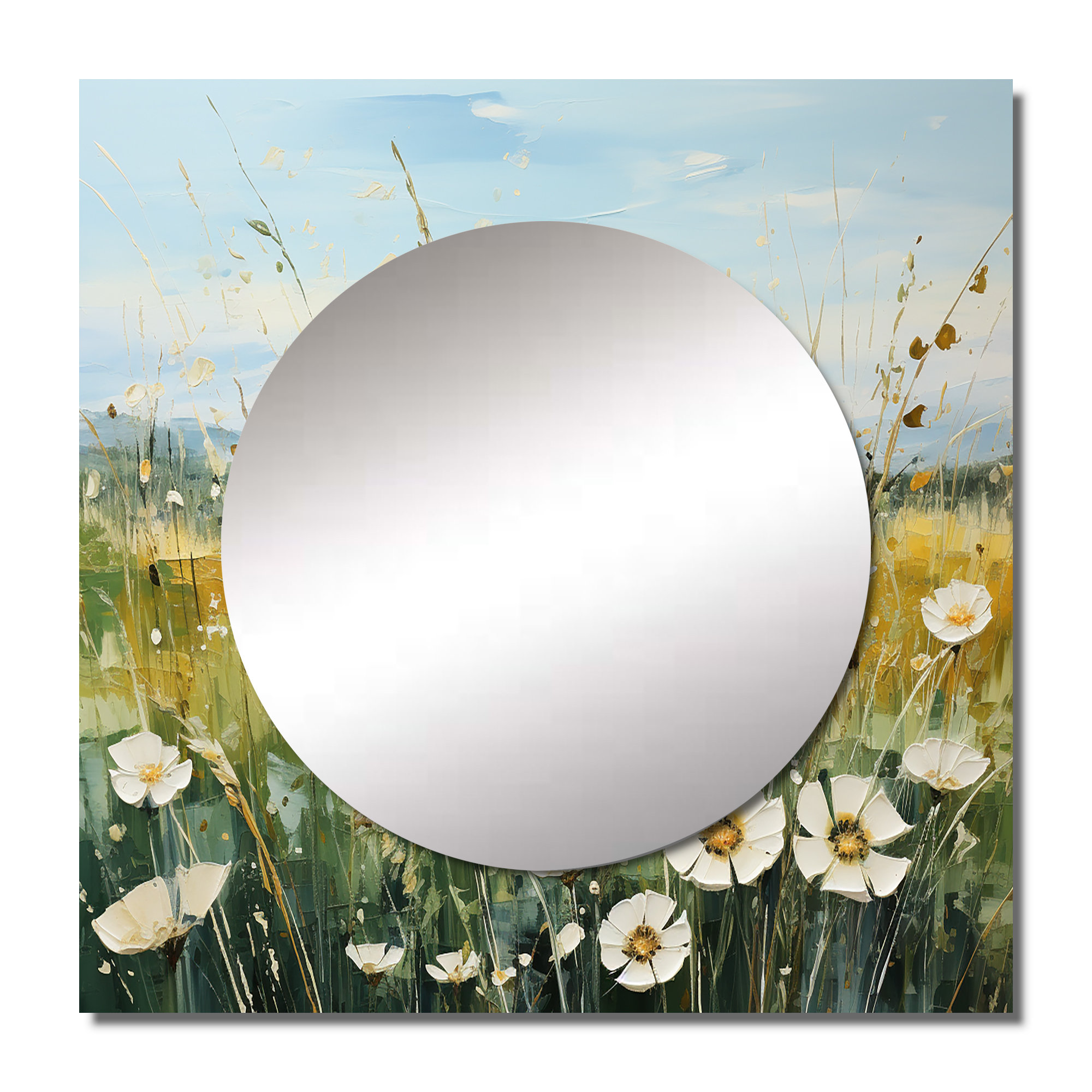 East Urban Home Evanoff - Floral Square Living Room Wall Mirror Art ...
