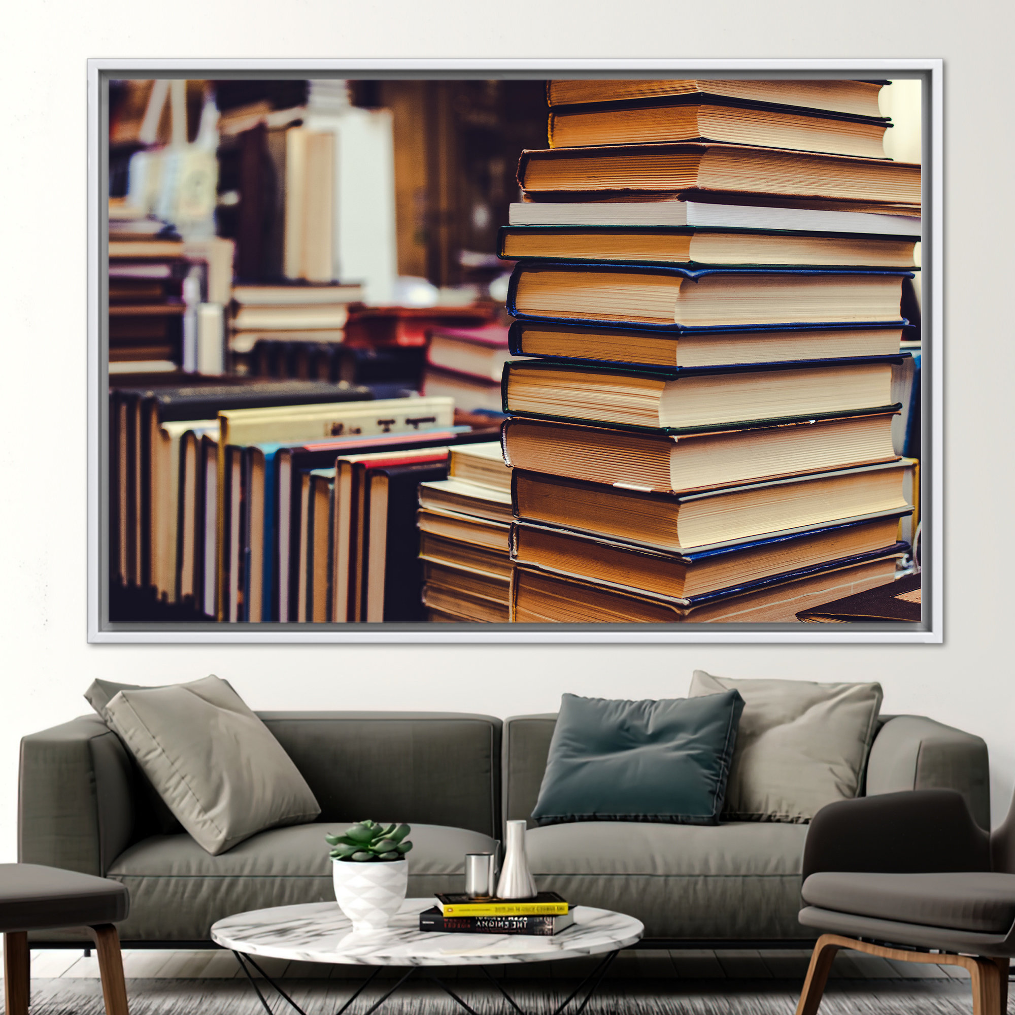 kayra export Abstract Bookshelf Canvas Art - Ideal Wall Decor for ...