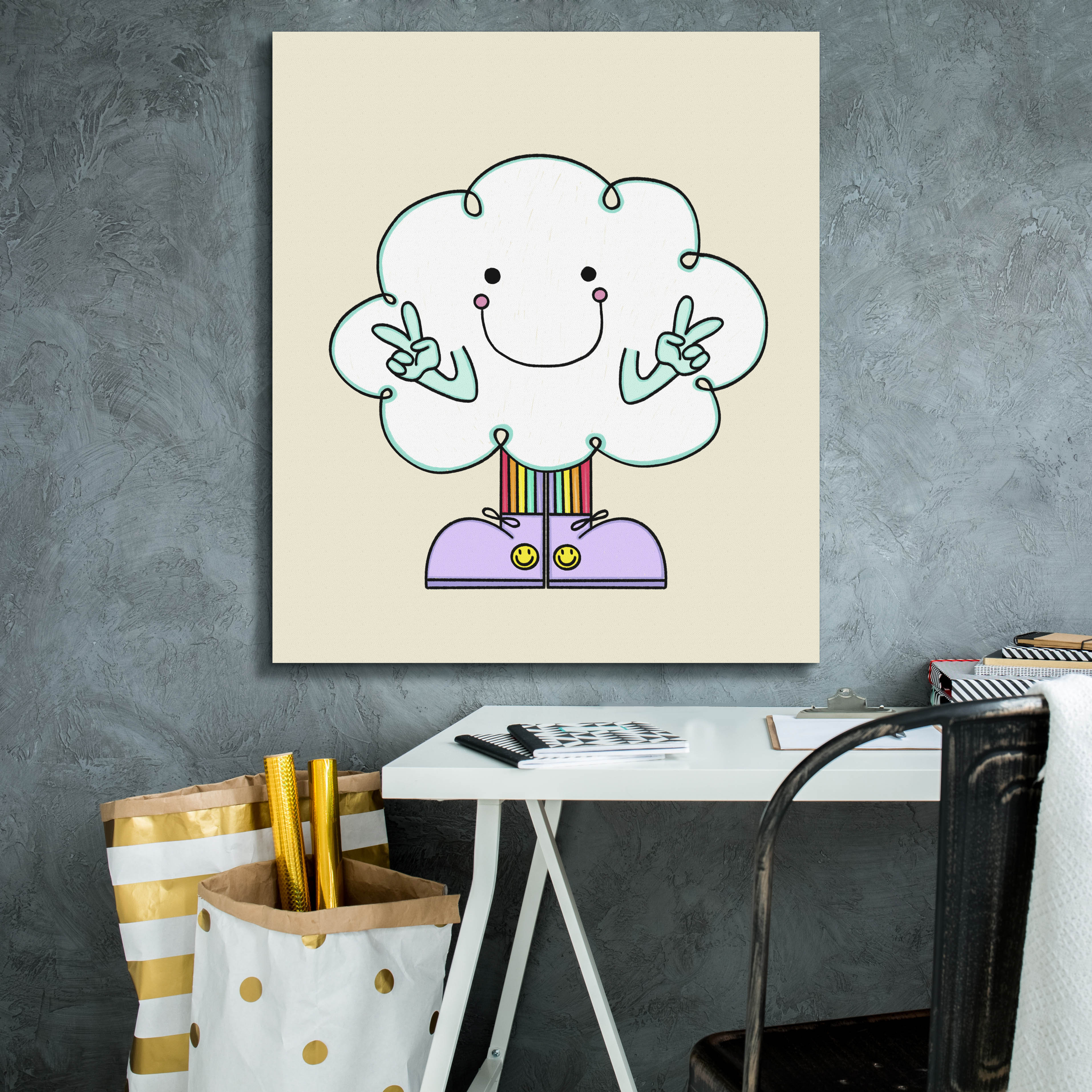 Zoomie Kids 'Cloud Friend' by Club Daydream Canvas Wall Art | Wayfair