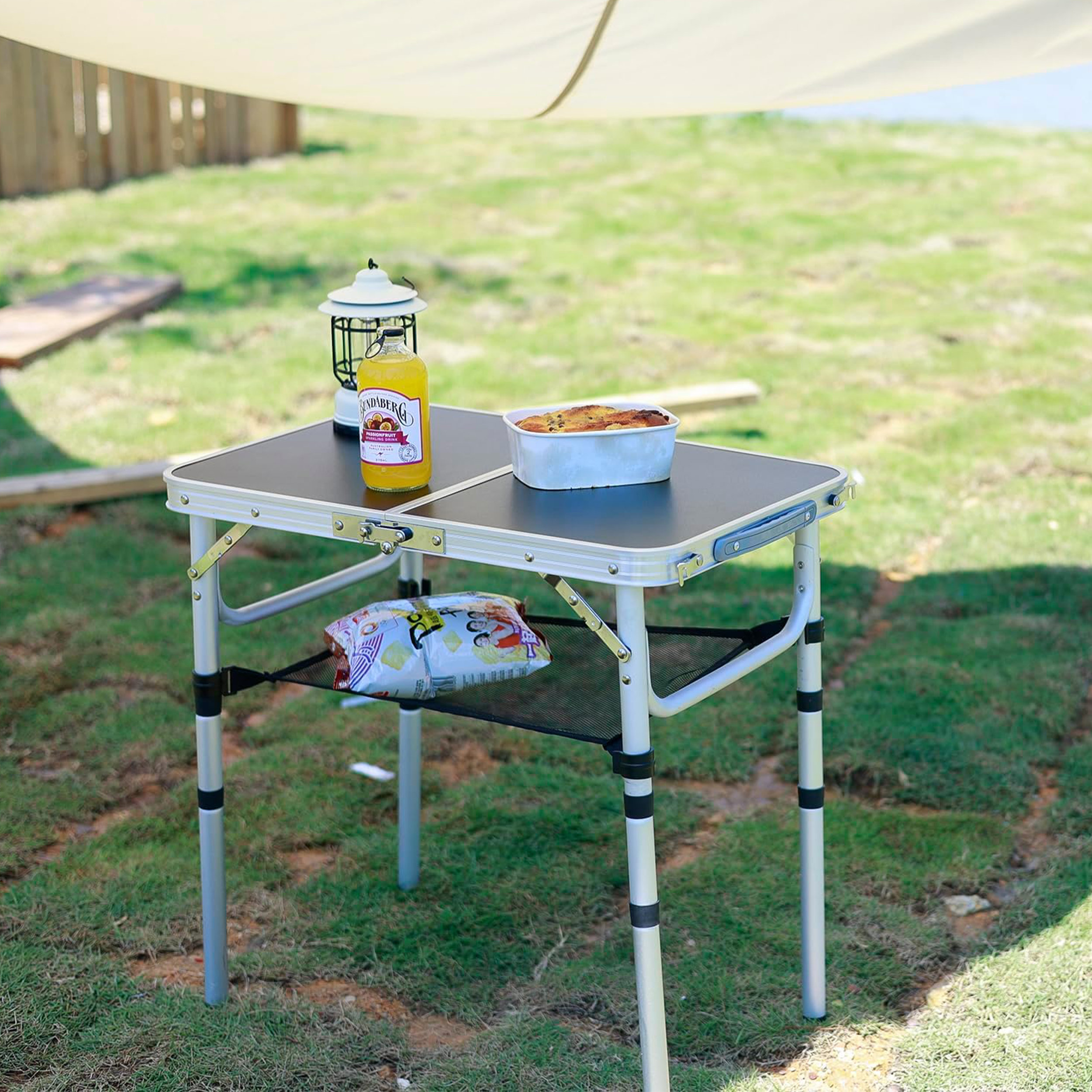 Arlmont & Co. White Small Folding Camping Table,24" x 16" Folding Table ...
