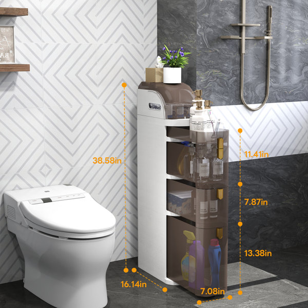 Rebrilliant 4-tiers Narrow Bathroom Floor Storage Cabinet Acrylic ...