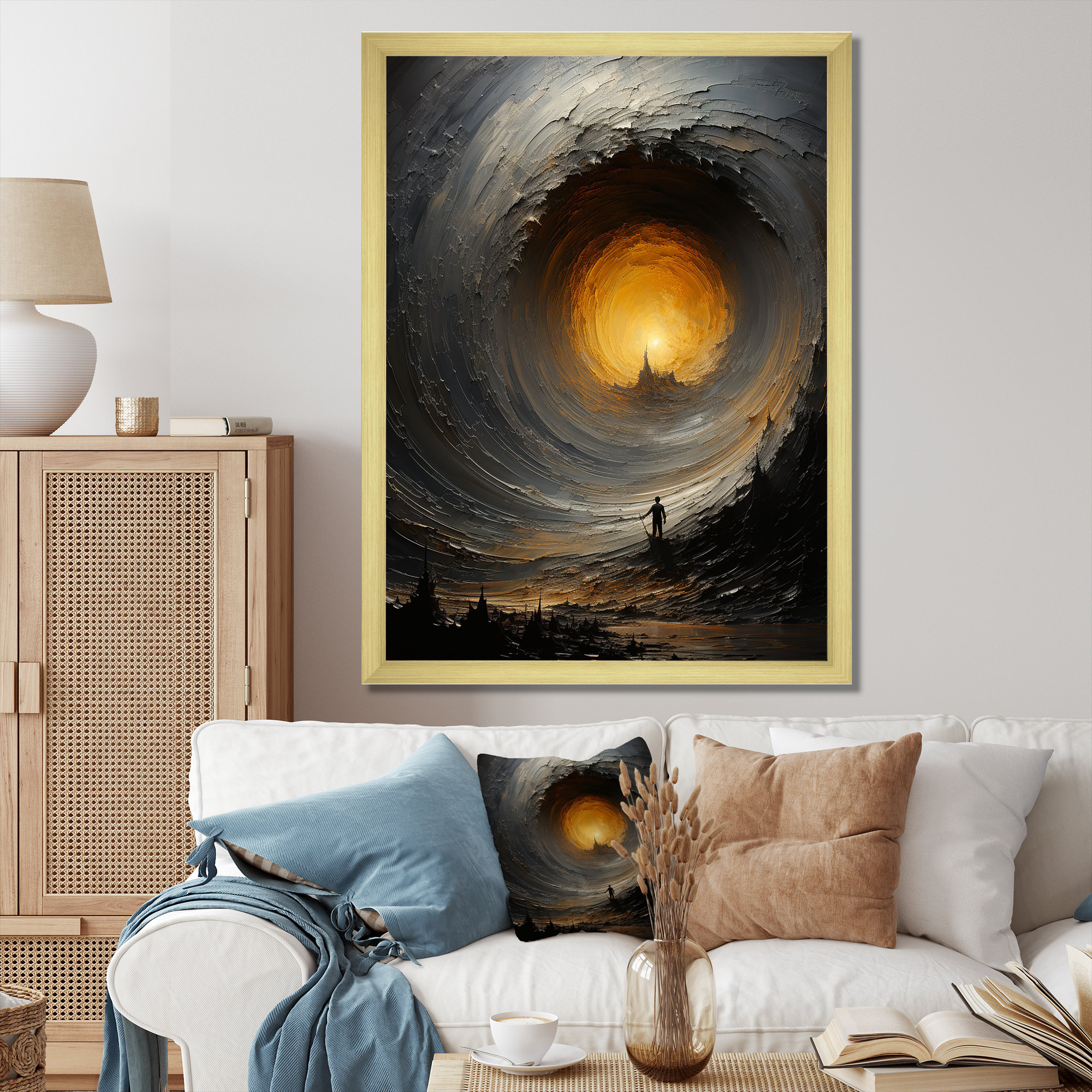 Millwood Pines Modern Storm Waves In Ocean I - Abstract Spirals Wall ...