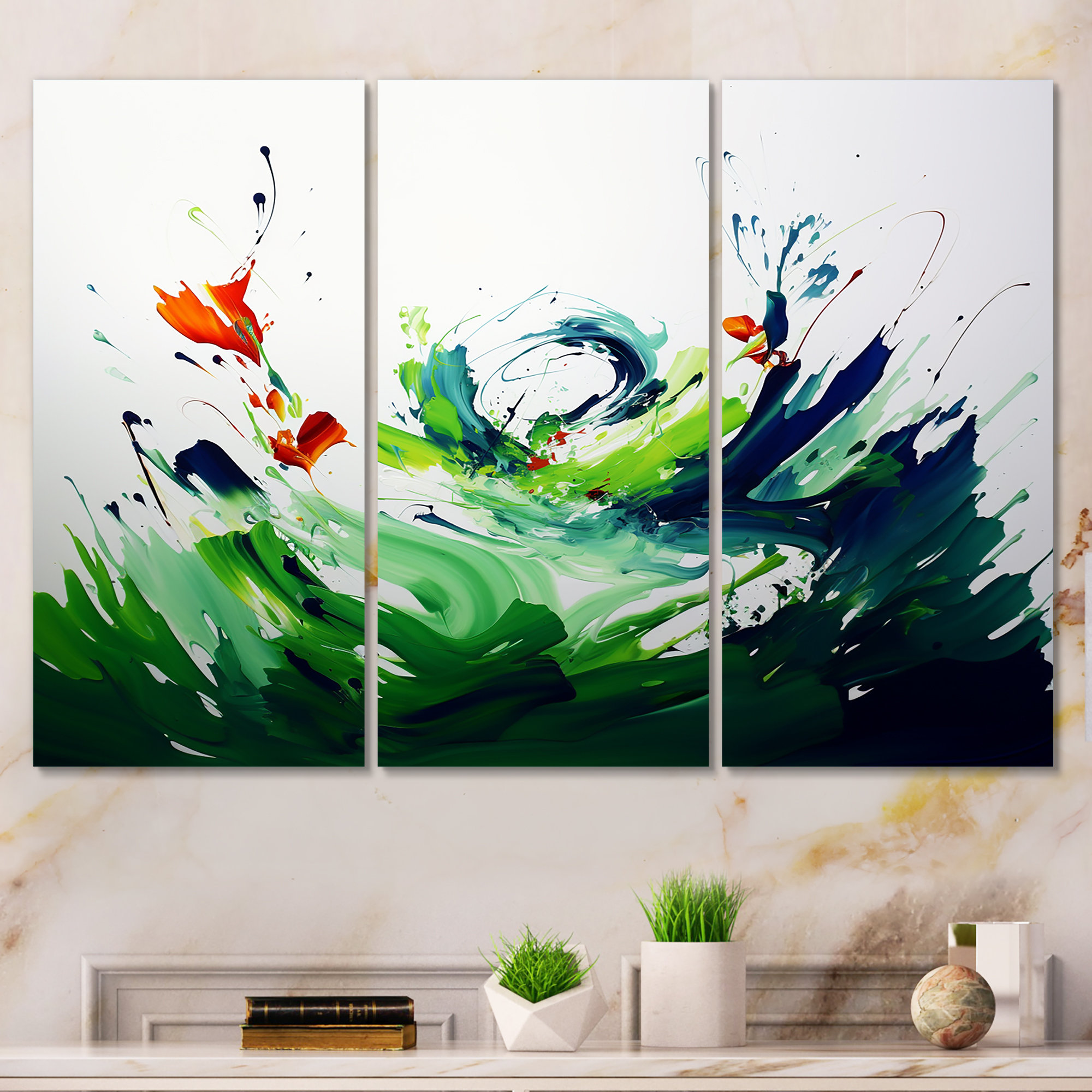 Ivy Bronx Green And White Abstract Ink Expression I - Abstract Wall Art ...