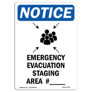 SignMission Notice Emergency Evacuation Sign with Symbol Sign | Wayfair