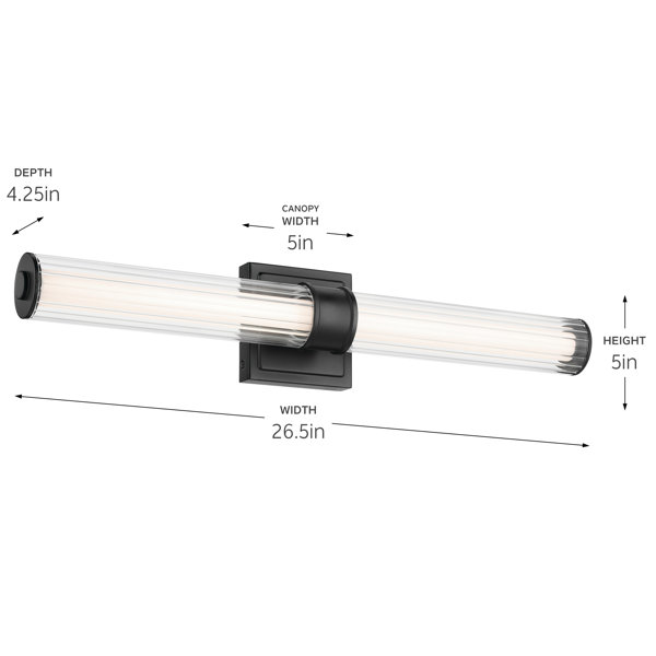 Kichler 26.5" Linear Bath Bar Medium LED with Clear Fluted Glass | Wayfair