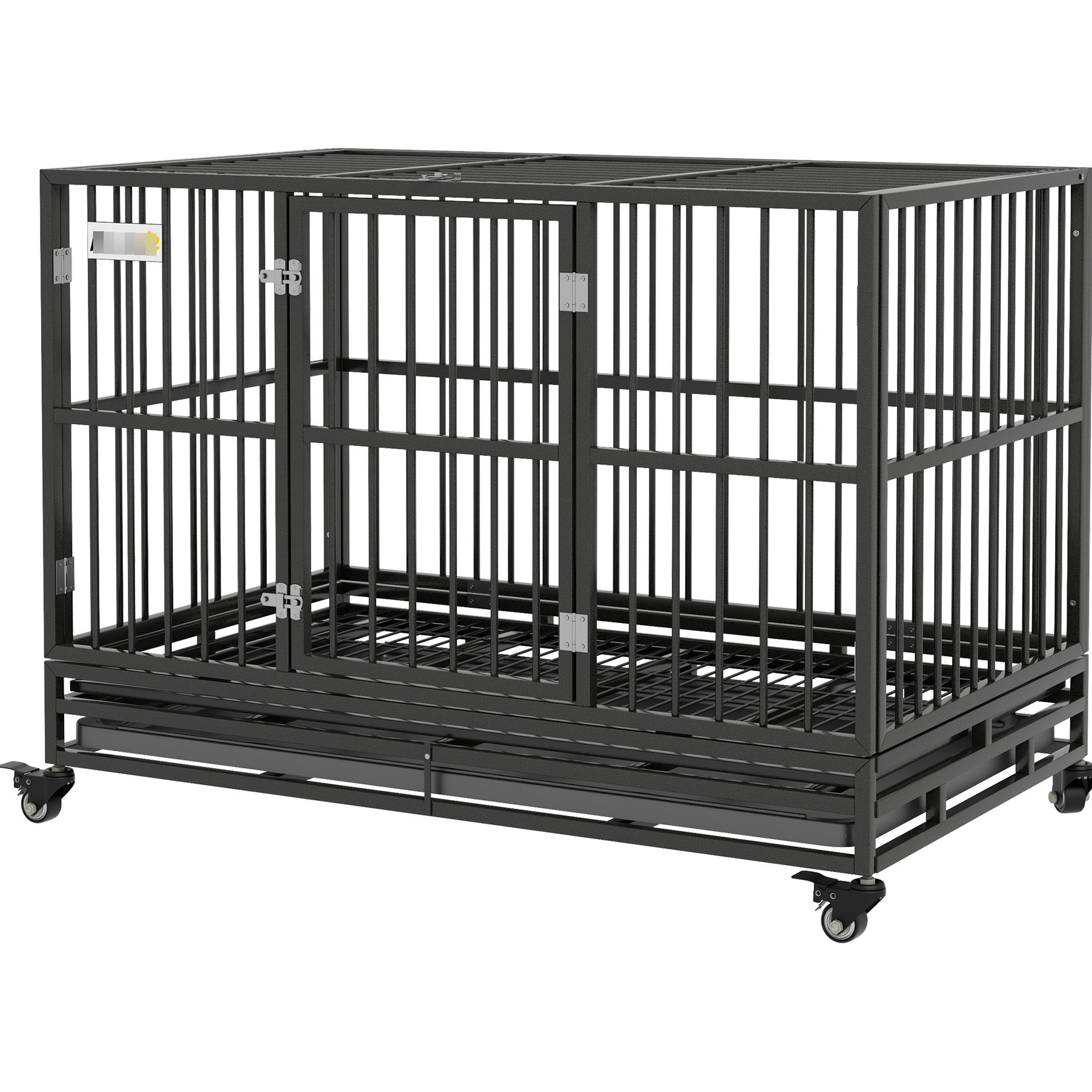 Hokku Designs Gray 48" Heavy Duty Dog Crate With Lockable Wheels ...