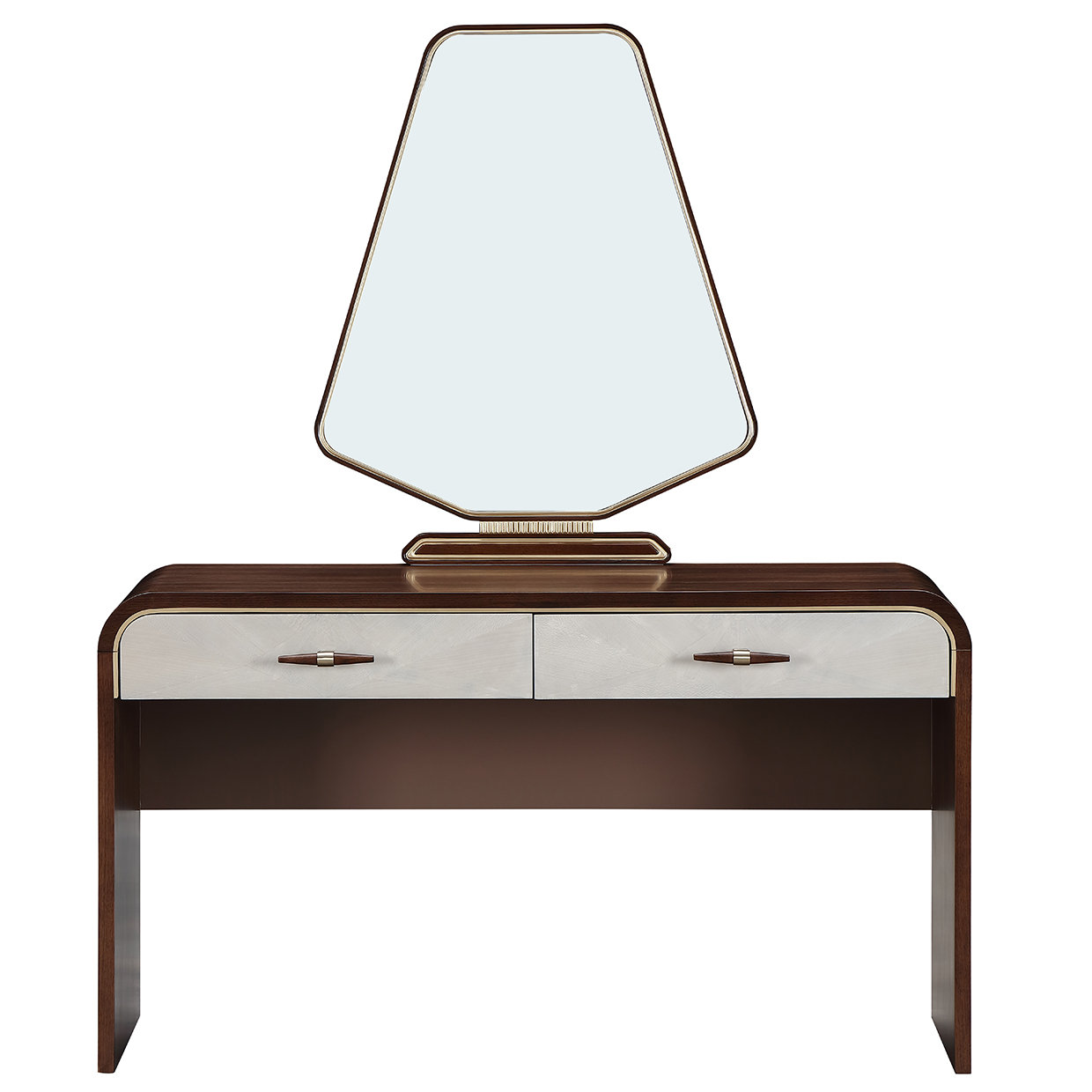 Michael Amini Houston Vanity Table With Mirror - Walnut | Perigold