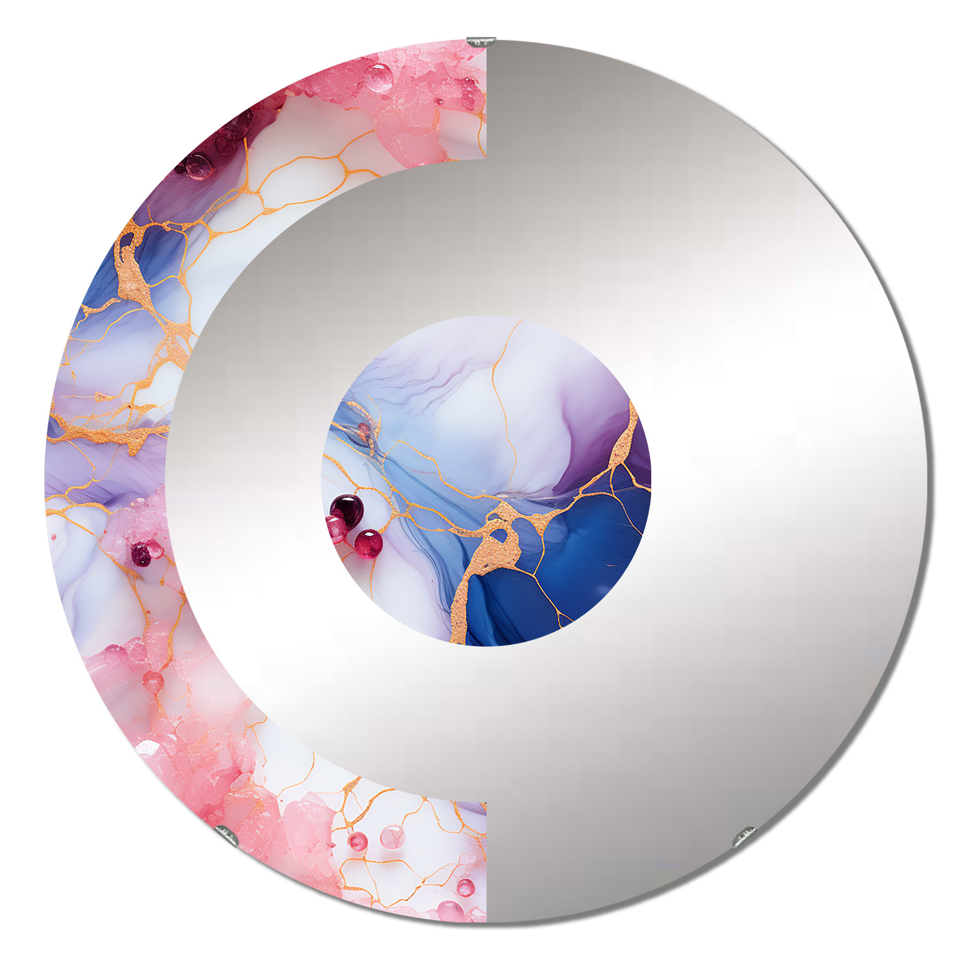 Design Art Fantasy Marble Pattern - Half Circle Wall Mirror | Wayfair