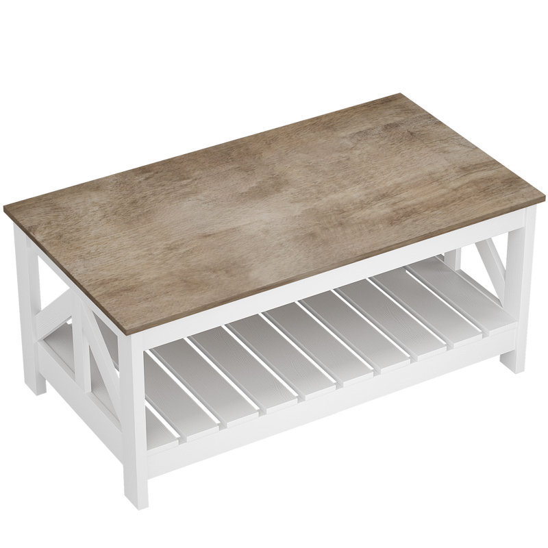 Gracie Oaks 39" Rectangular Farm House Coffee Table with Storage ...