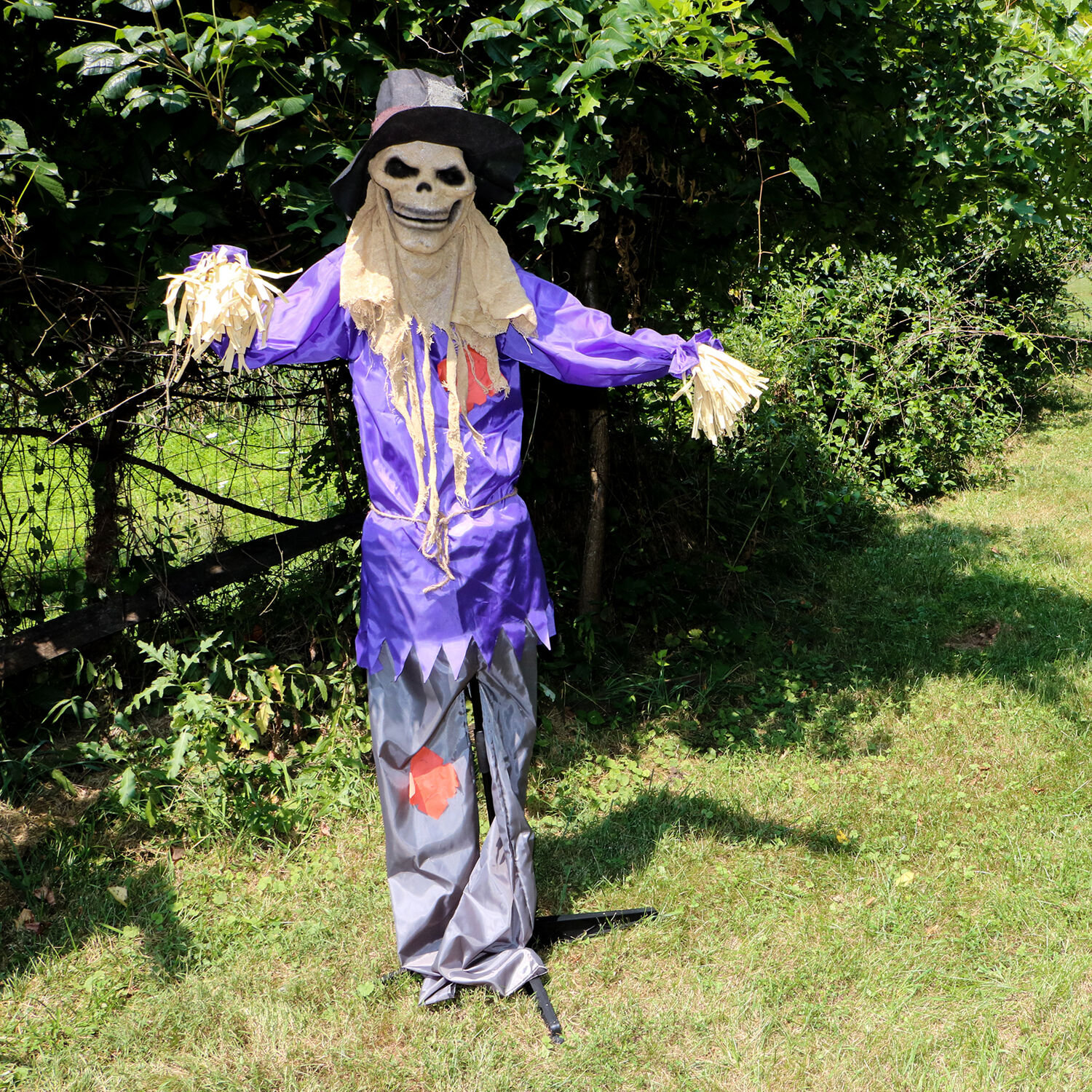 Haunted Hill Farm Life-Size Poseable Scarecrow with Lights and Sound ...