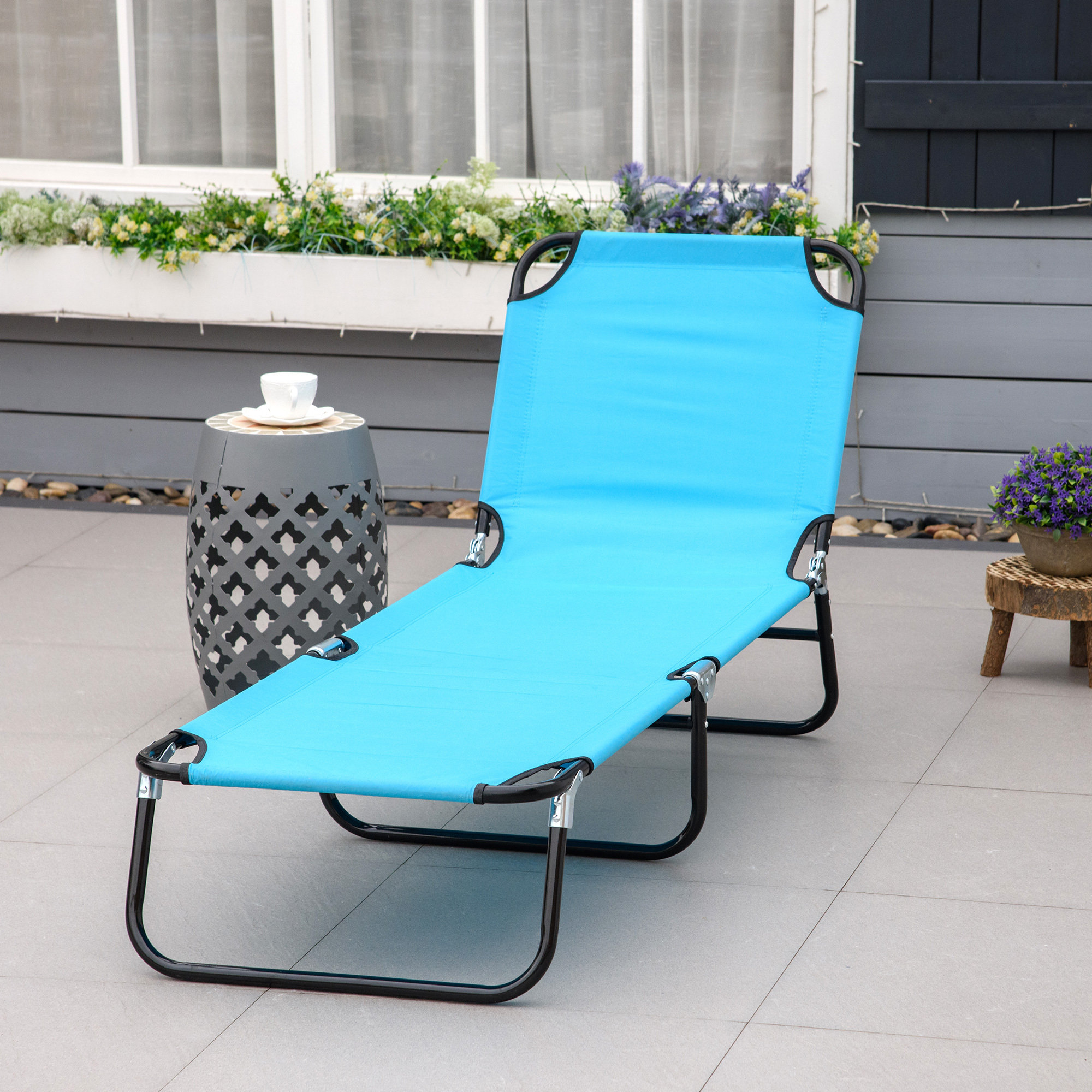 Ebern Designs -level Reclining Comfort Steel Outdoor Sun Chair ...