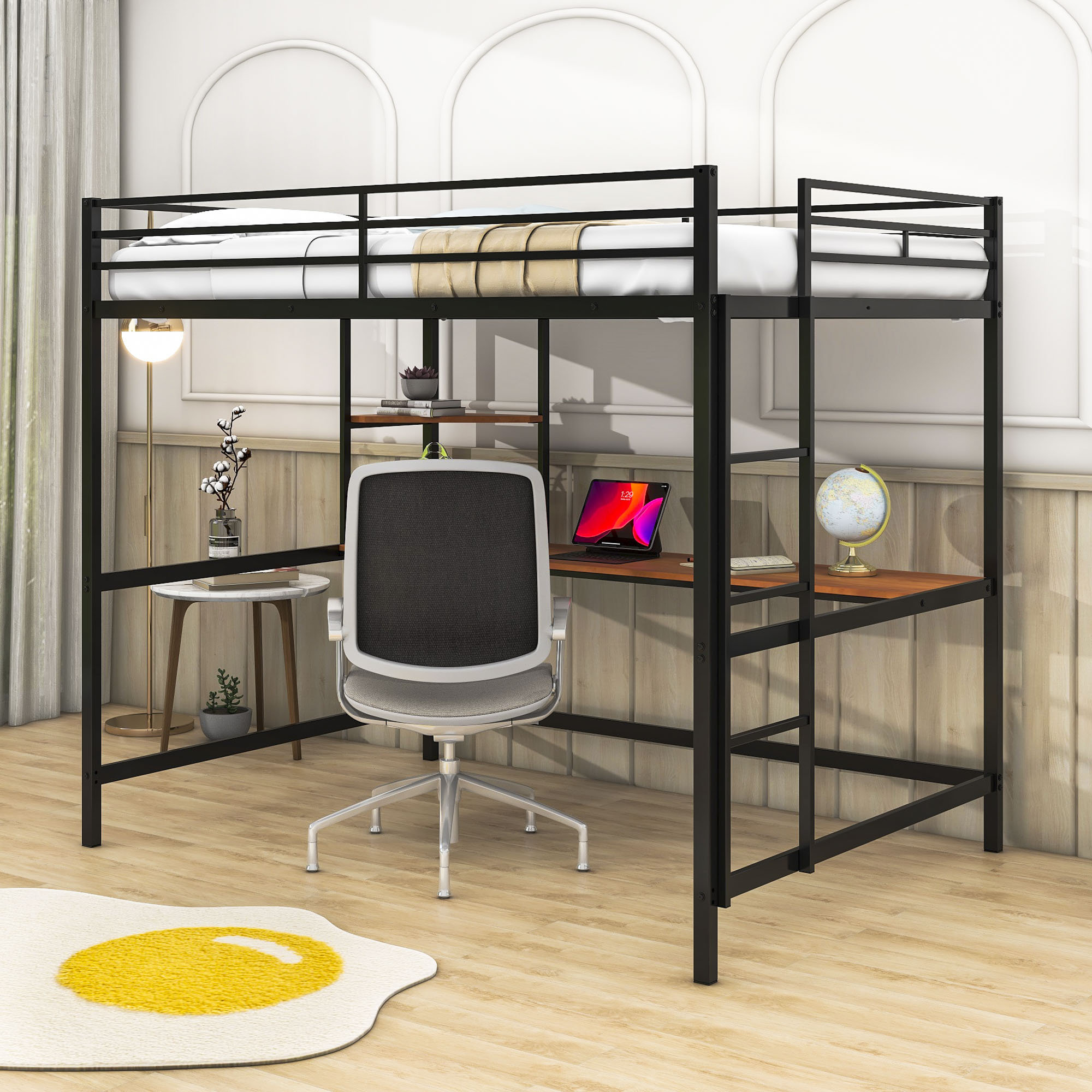 Isabelle & Max™ Deborah Kids Full Metal Loft Bed with Built-in Desk and ...