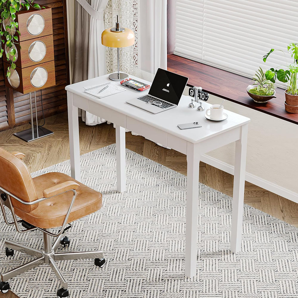 Hokku Designs Wood Desk With Drawers - 16 Inch Narrow Desks, Mid ...