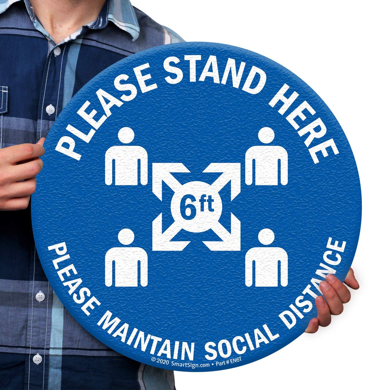 SmartSign Please Stand Here, Please Maintain Social Distance Anti-Slip ...