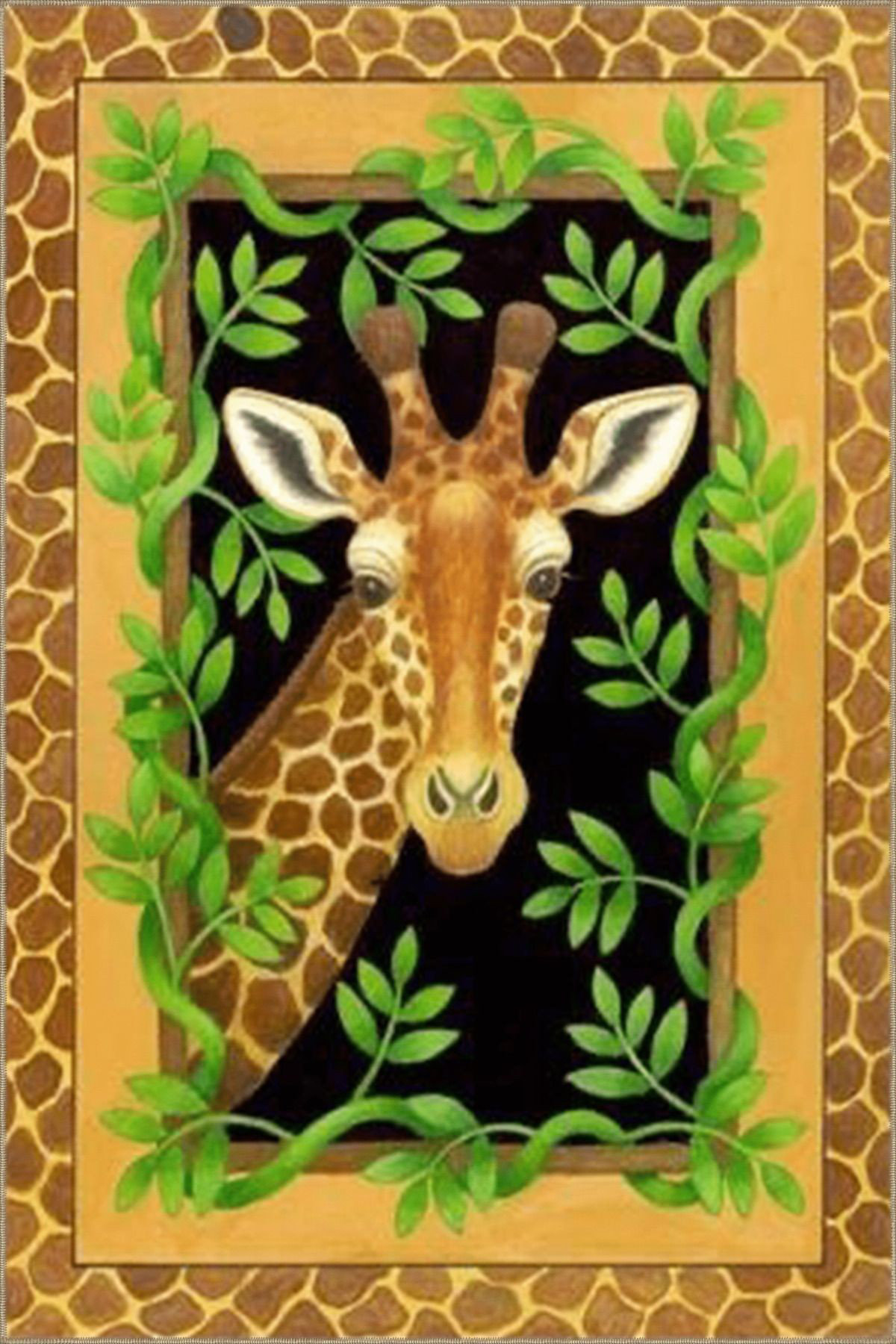 Dakota Fields Beige Giraffe and Ivy Pattern Creative Modern Decorative ...
