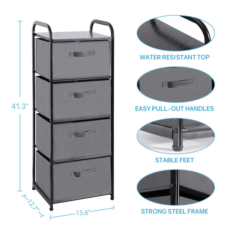 PEROTIX 4 Drawer Fabric Dresser Tall Storage Tower | Wayfair