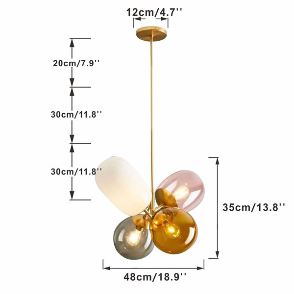 Everly Quinn Modern Colorful Pendant Light Gold Globe Pendant Lighting ...