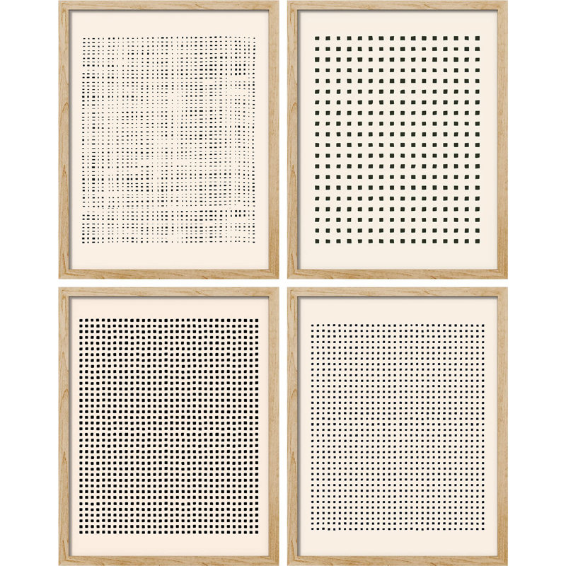 SIGNLEADER Geometric Dot Pattern Framed On Paper 4 Pieces Print ...