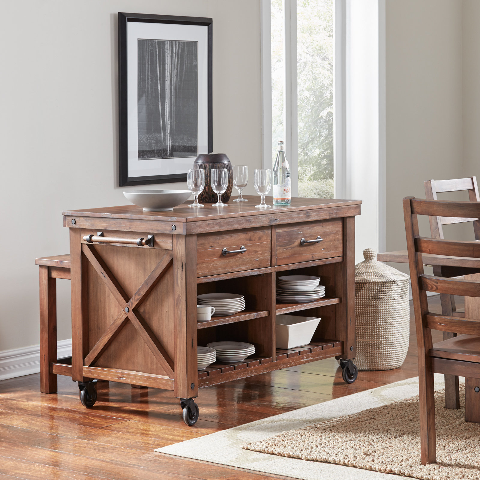 Birch Lane™ Vargas 2-drawer Kitchen Island/Cart with Locking Casters ...