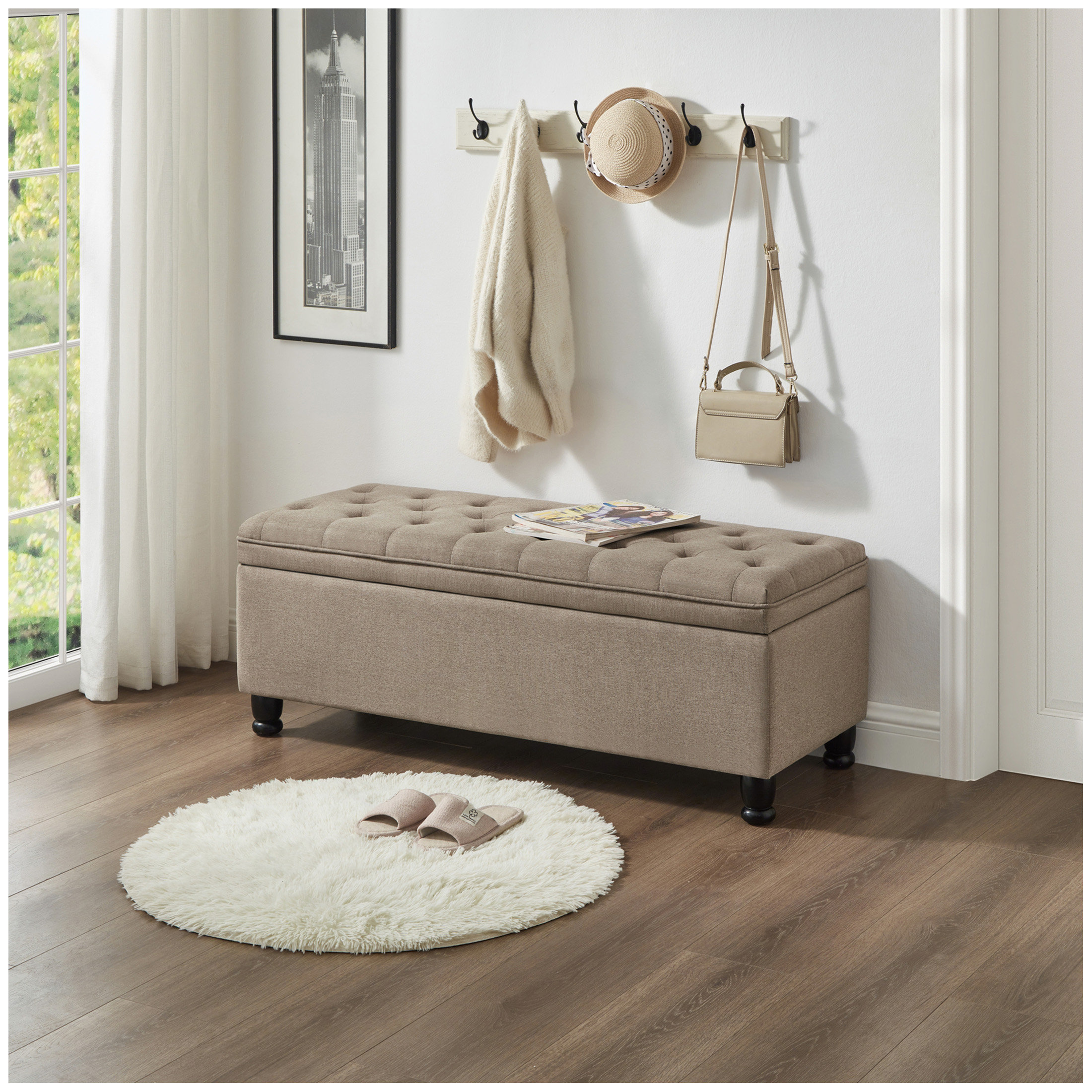 Red Barrel Studio Upholstered tufted button storage bench ,Faux leather ...