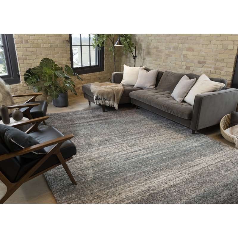 Mercury Row® Smoak Performance Gray/Blue/Cream Rug & Reviews | Wayfair