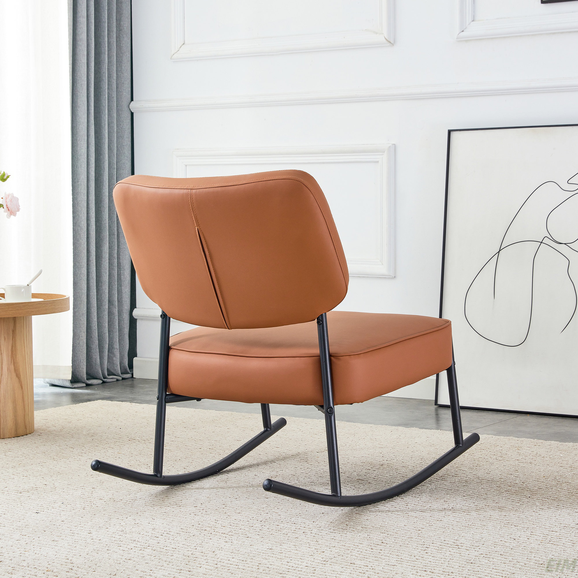 17 Stories PU Material Cushioned Rocking Chair, Unique Rocking Chair ...