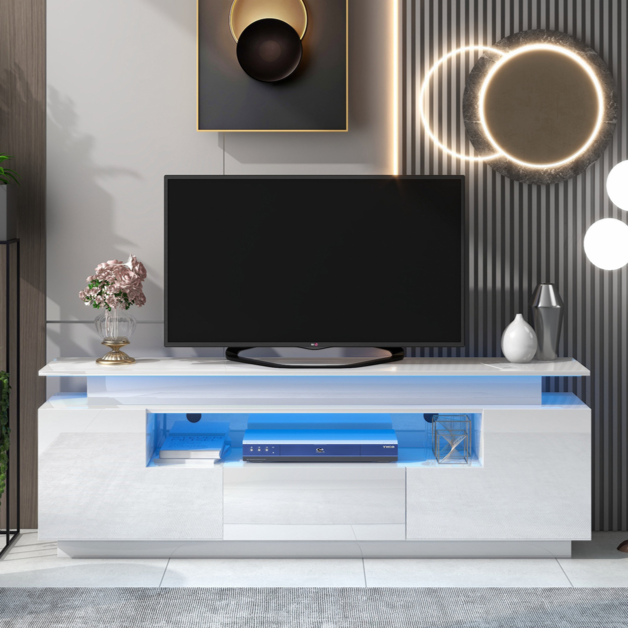 Ivy Bronx Arnitra Stylish Functional TV stand with Color Changing LED ...