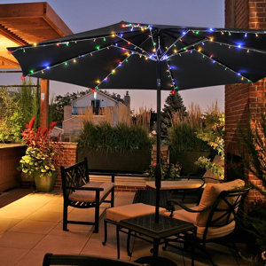 Arlmont & Co. Patio Umbrella Solar String Light with Remote Control ...