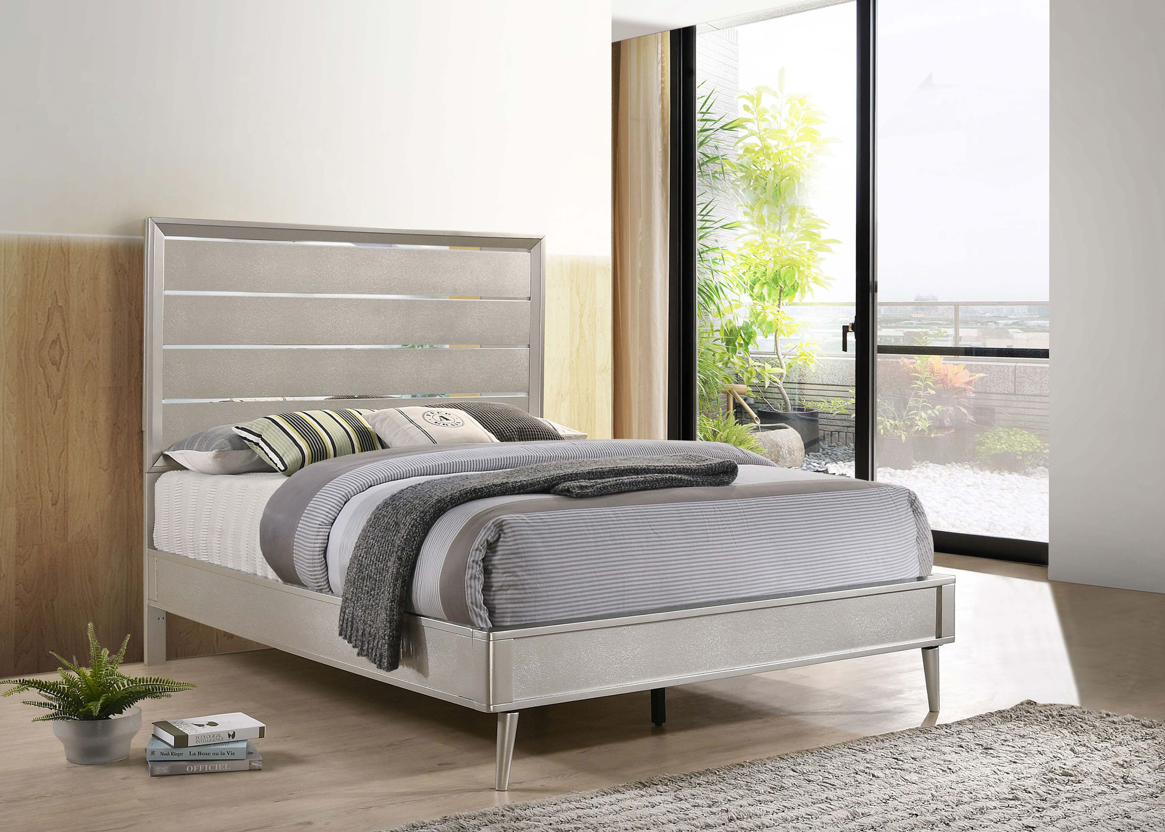 Kirby Kha Ramon Wood Eastern King Panel Bed Metallic Sterling - Wayfair ...