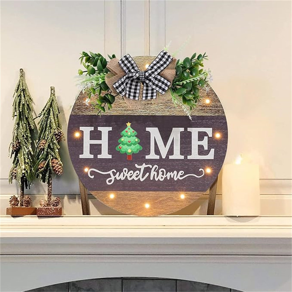 The Holiday Aisle® Lavares Welcome Sign For Front Door With 14 ...