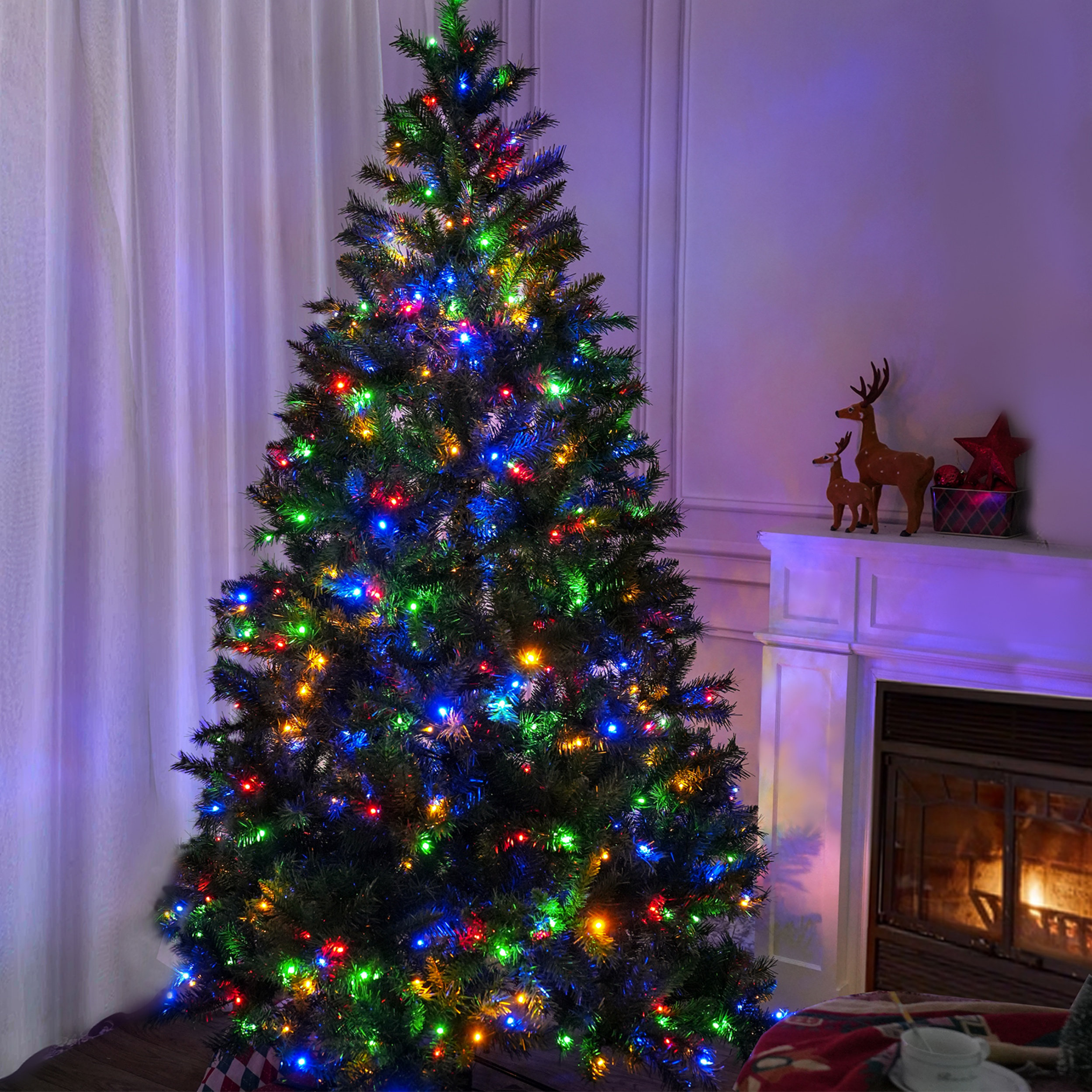 Charlton Home® Riva Pre-lit Lighted Artificial Pine Christmas Tree ...