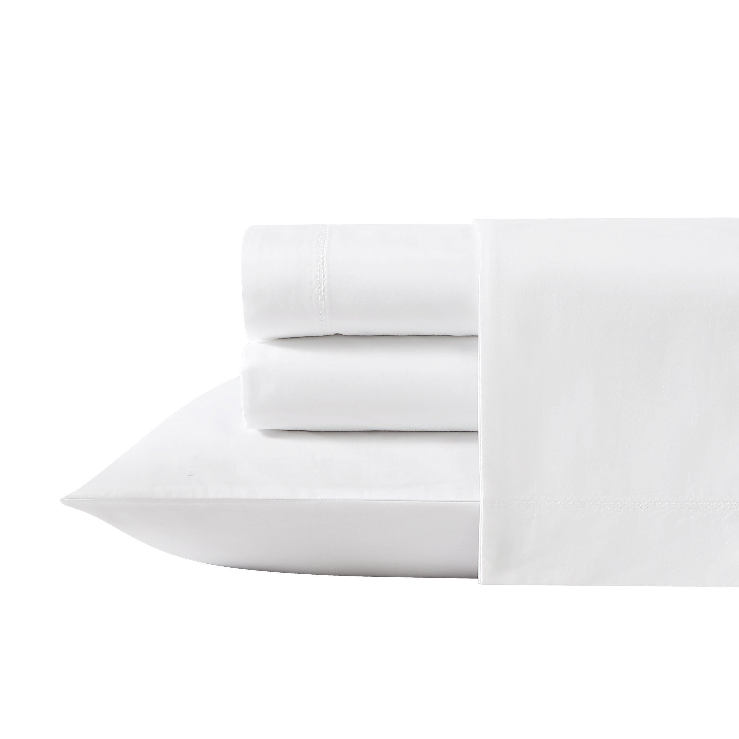 Laura Ashley T400 Percale Cotton Solid White Sheet Set & Reviews ...