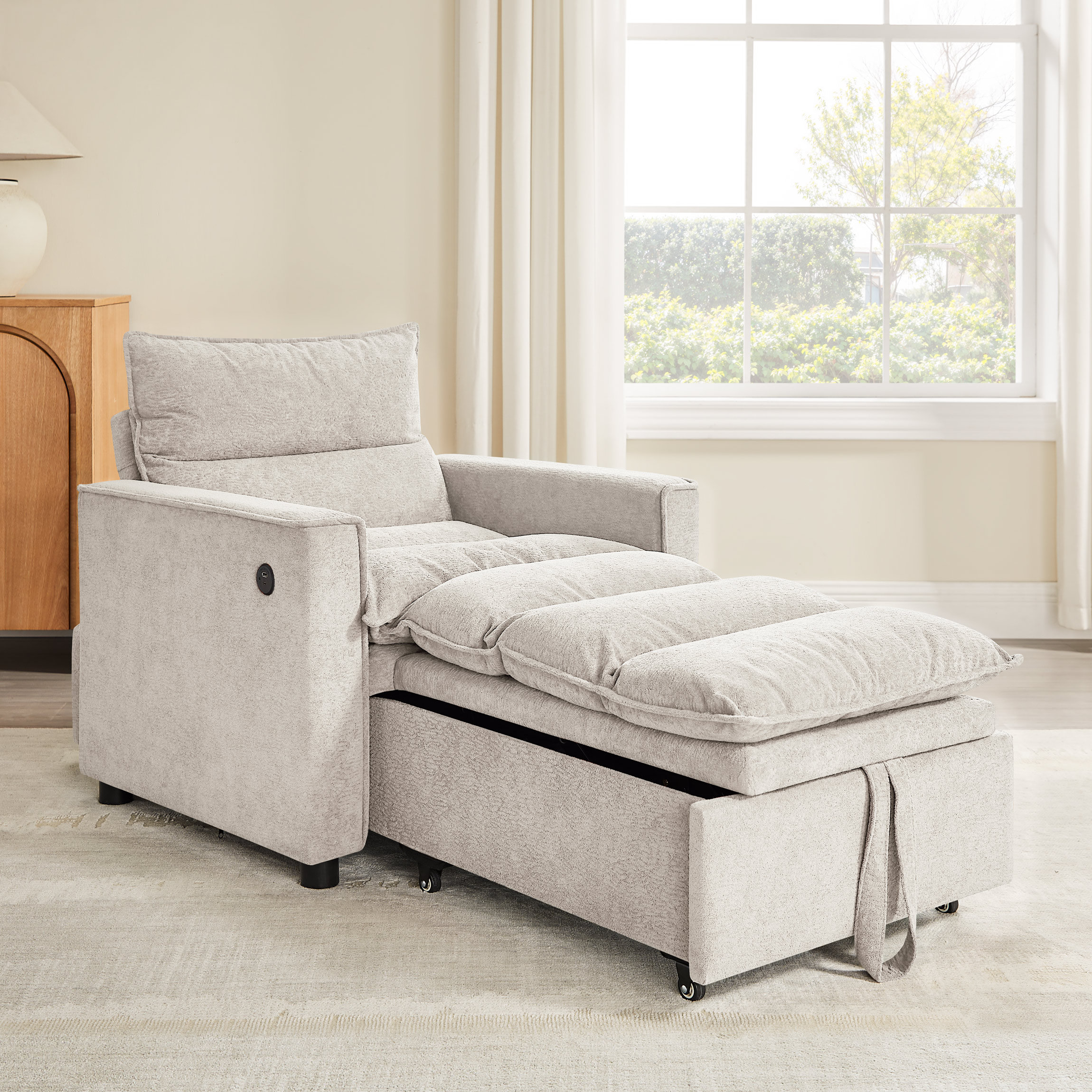 Ebern Designs 36.14'' Upholstered Sleeper Chair, Convertible Single ...