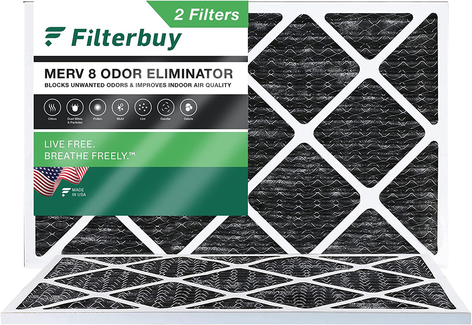 Filterbuy 16 x 24 x 1 Air Filter MERV 8 Odor Eliminator, Pleated HVAC ...