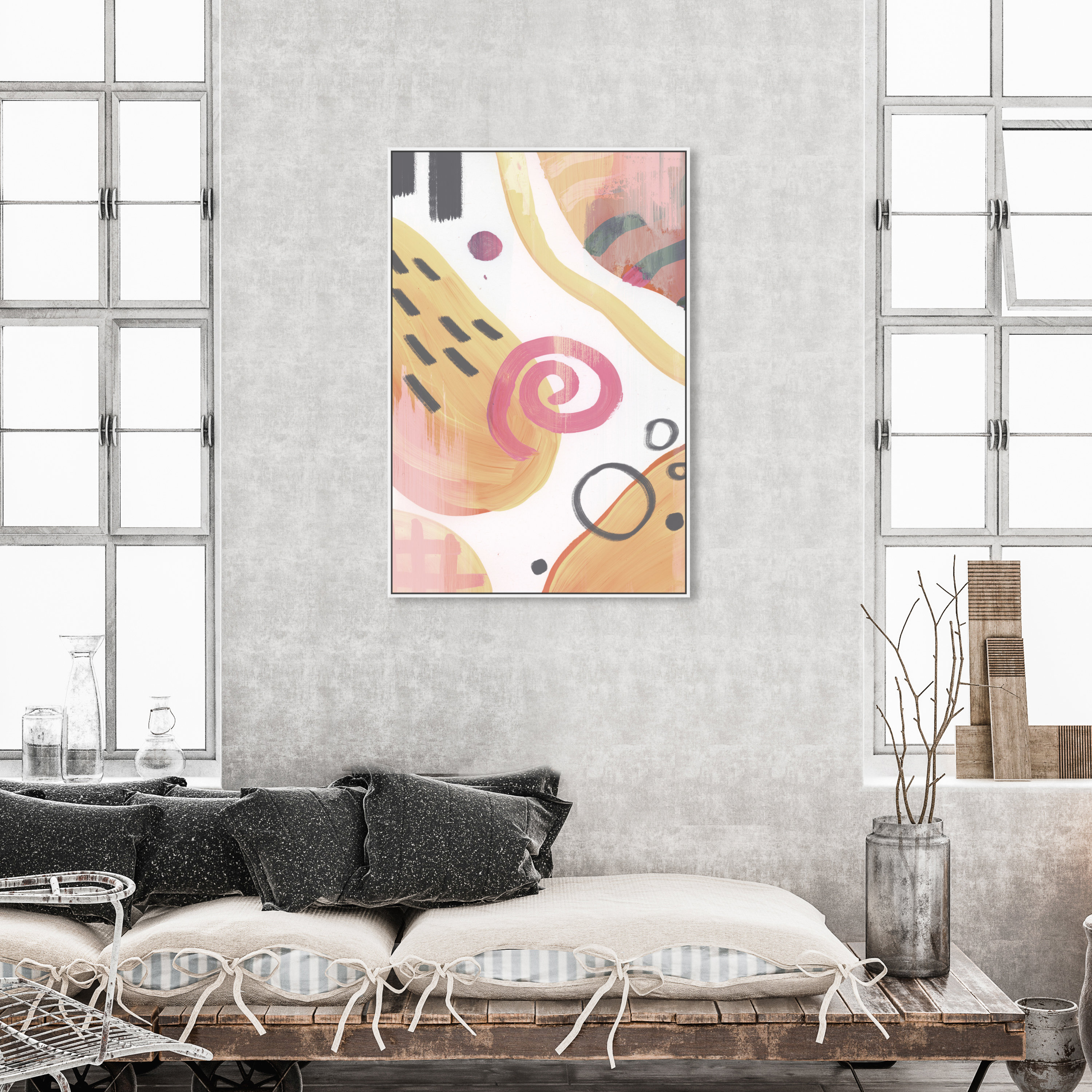 Oliver Gal Prints Sensationalist, Swirls And Figures Modern Red Canvas ...