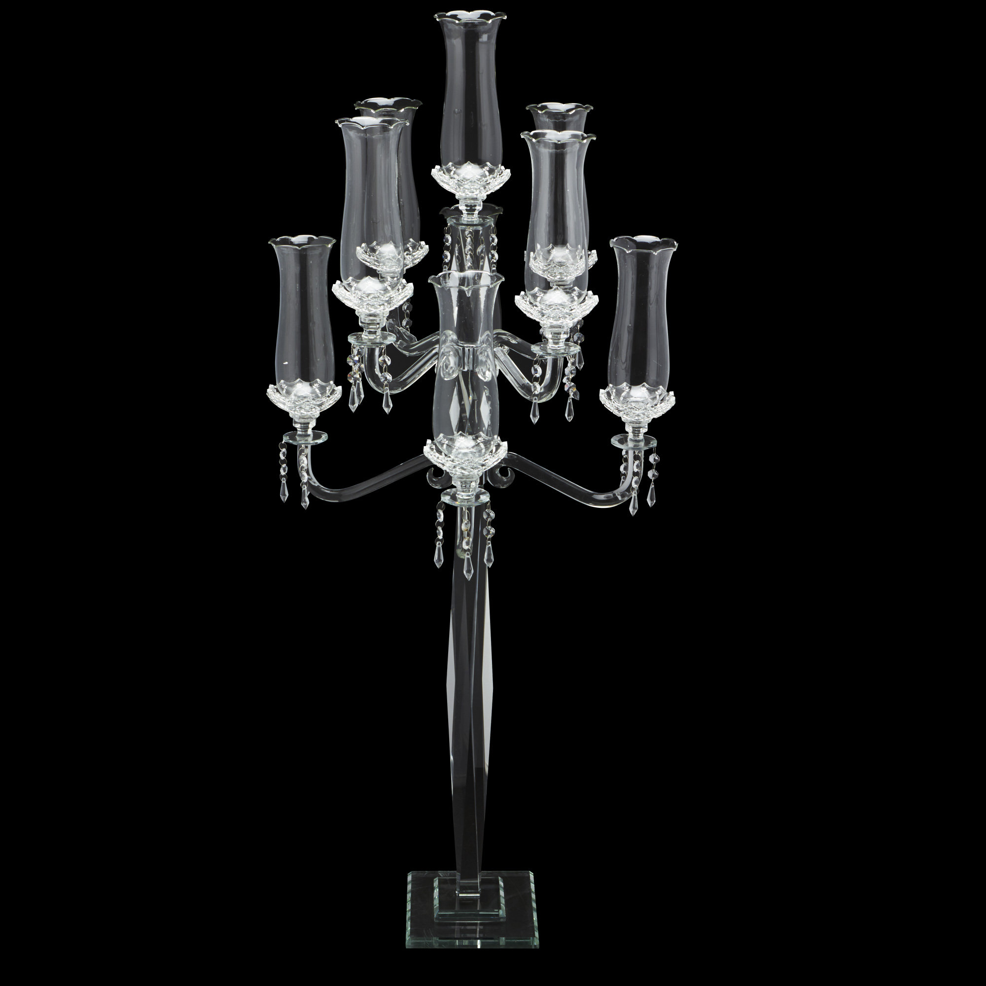 Bala Ceiling Fans 49" Crystal Candelabra 9 arm Glass Hurricane globes ...