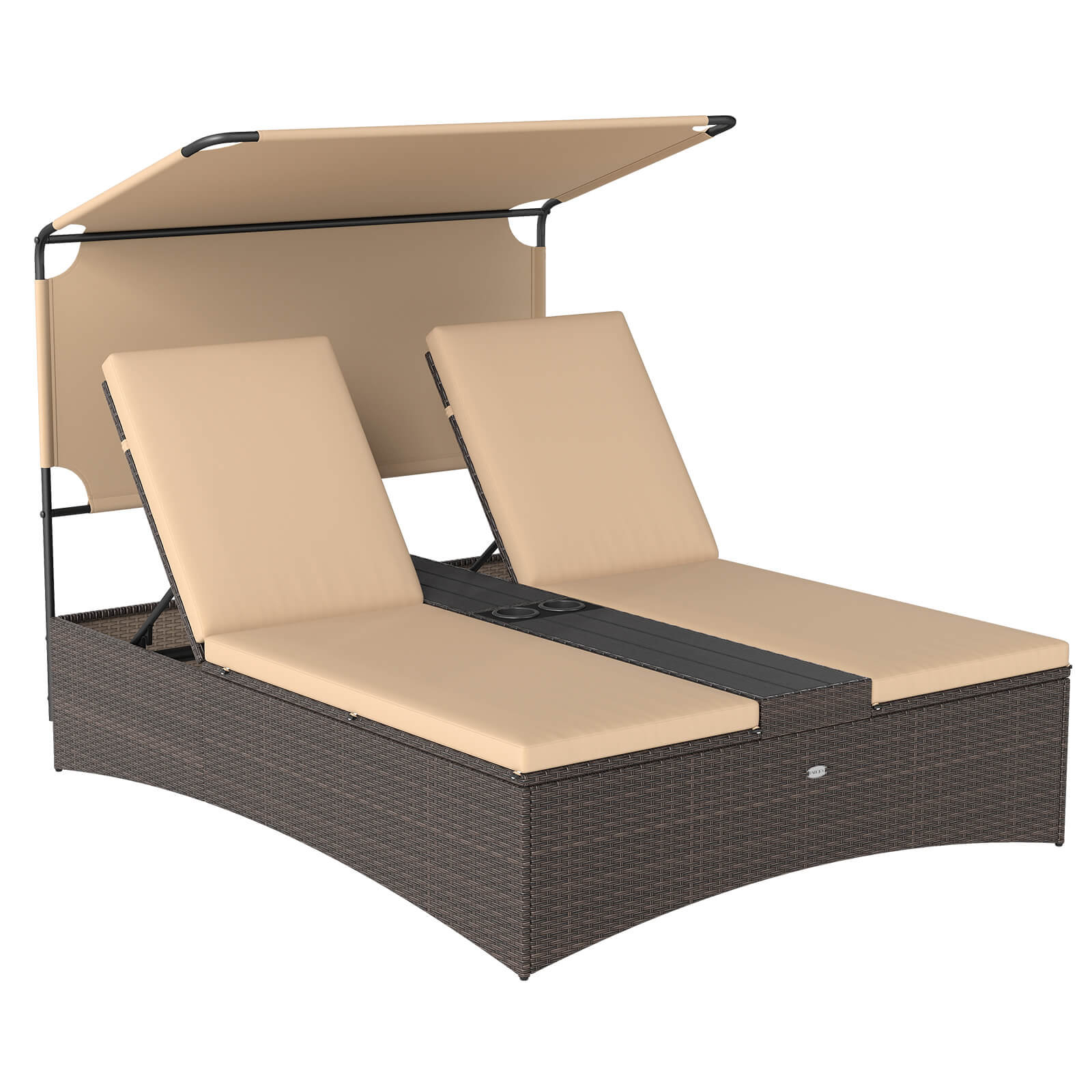 Ebern Designs Outdoor Daybed with Adjustable Backrests 2-Person PE ...