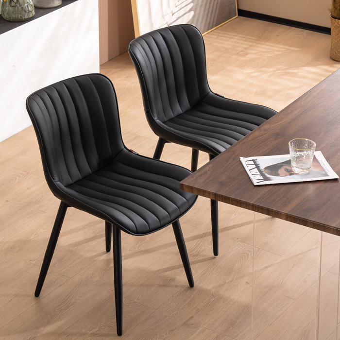 George Oliver Heitger Faux Leather Upholstered Side Chairs Modern ...