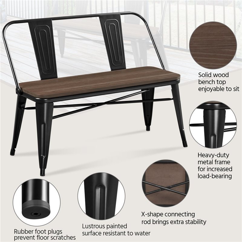 Williston Forge Chantiel Metal Bench & Reviews | Wayfair